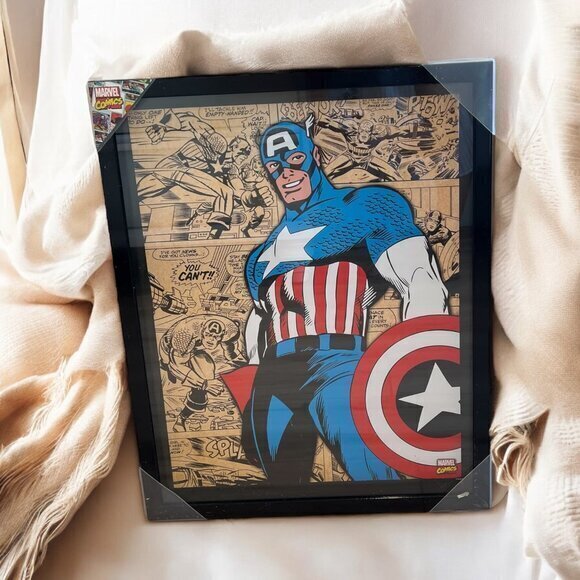 Marvel | Art | Marvel Comics New Captain America 2x17 Glass Framed Art ...